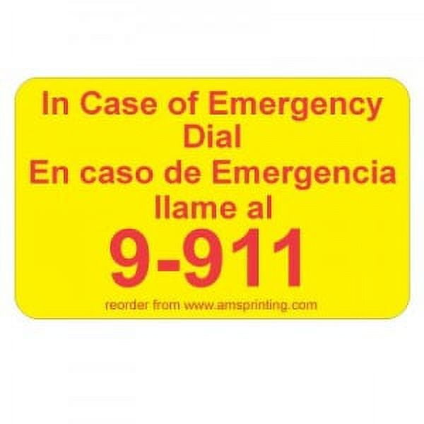 Emergency 9-911 Phone Stickers, 80 Laminated Stickers on Yellow Gloss ...