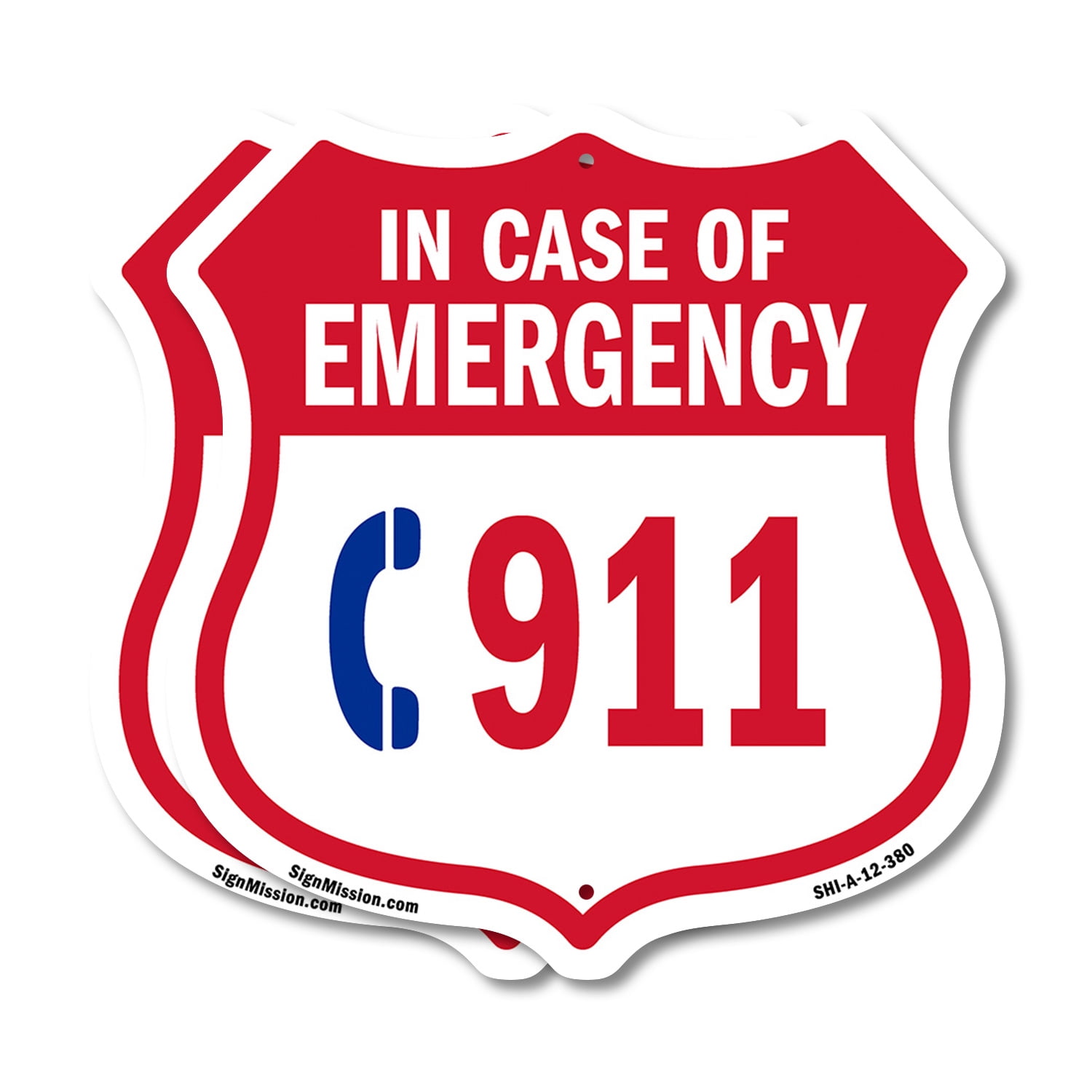 Emergency 911 Phone Shield Sign In Case Of Emergency Call 911 (2 Pack ...