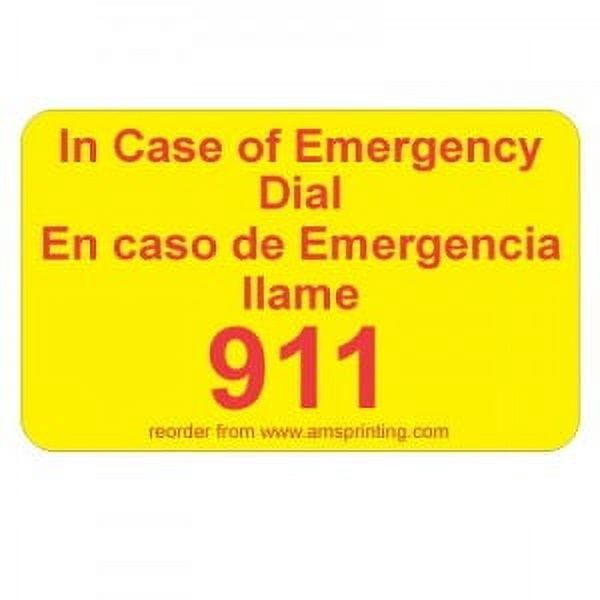Emergency 911 Phone Stickers, Laminated Stickers on Yellow Gloss with ...