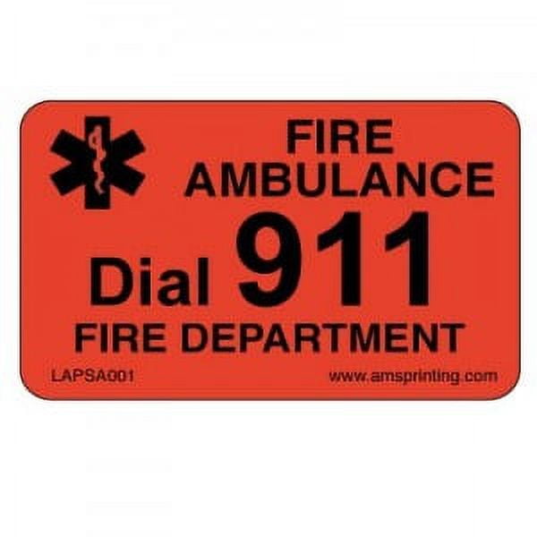 Emergency 911 Phone Stickers, Laminated Stickers on Red Gloss with ...