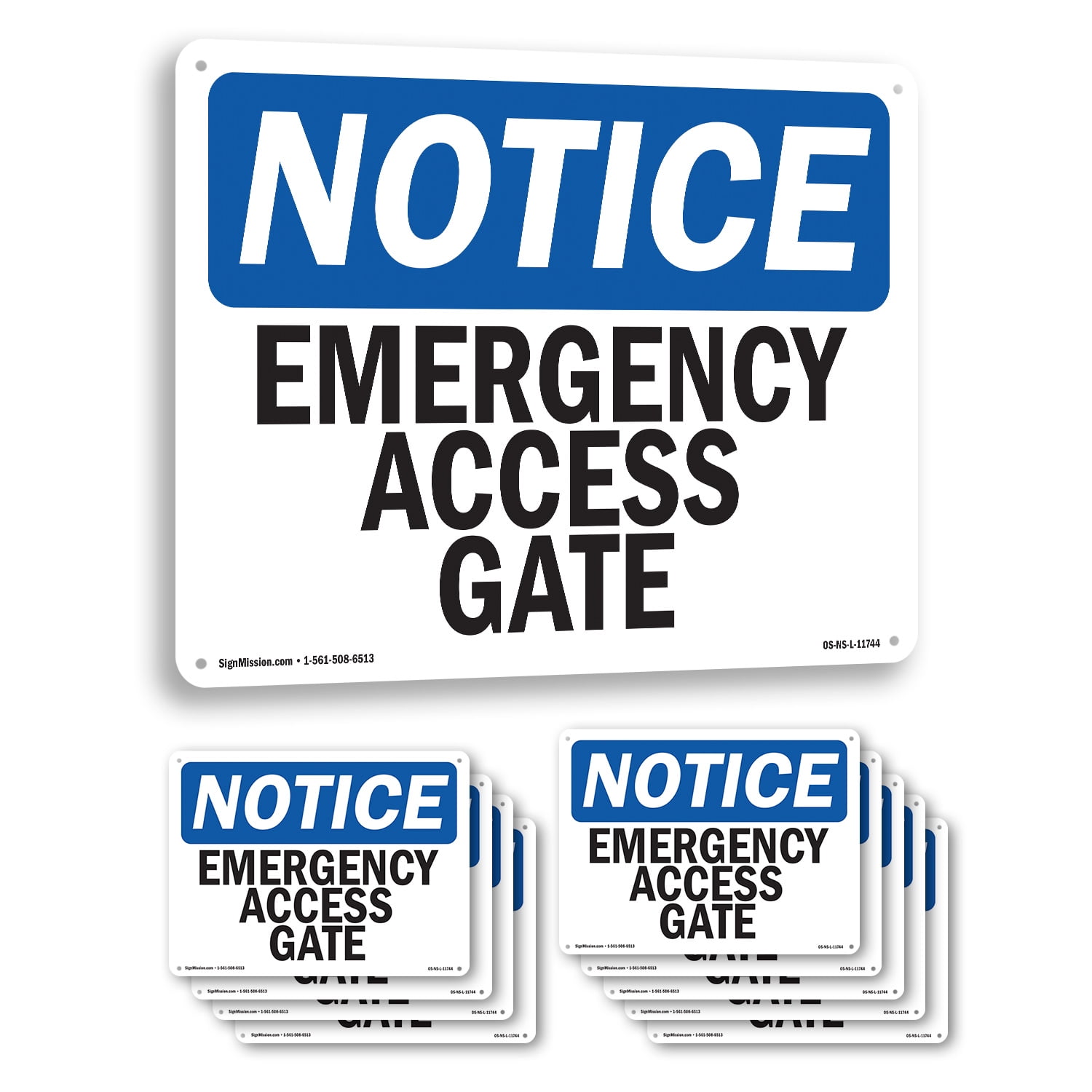 Emergency Access Gate OSHA Notice Rigid Plastic Sign 24 Inch x 18 Inch ...