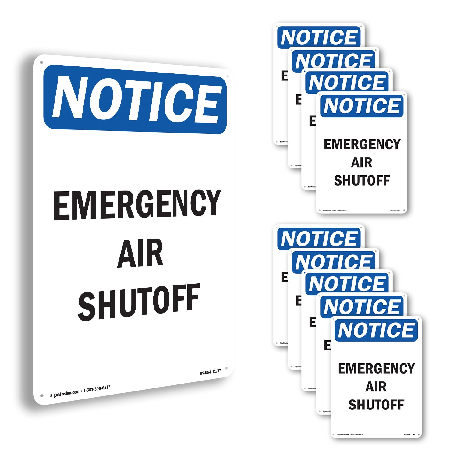 Emergency Air Shutoff OSHA Notice Rigid Plastic Sign 10 Inch x 7 Inch ...