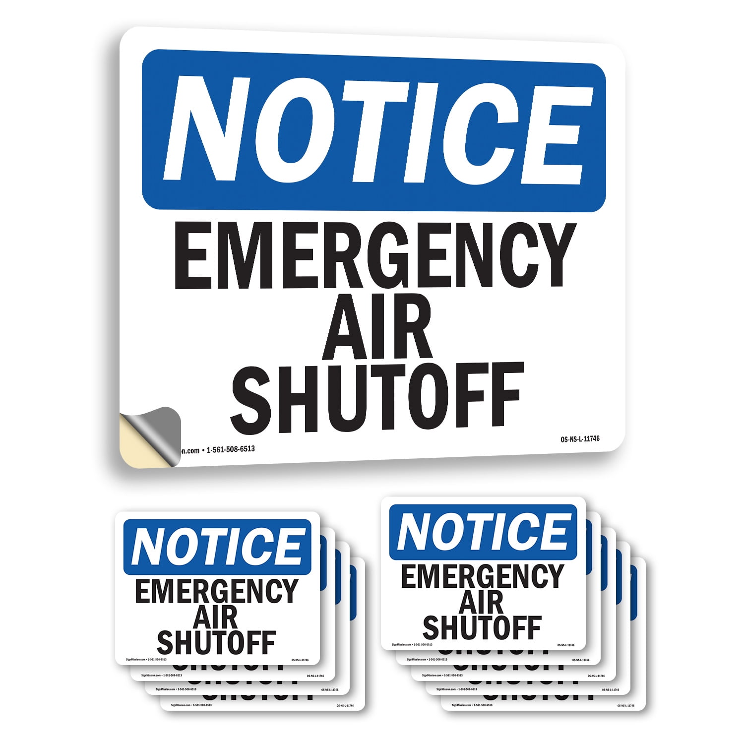 Emergency Air Shutoff OSHA Notice Vinyl Decal Label 10 Inch x 7 Inch ...