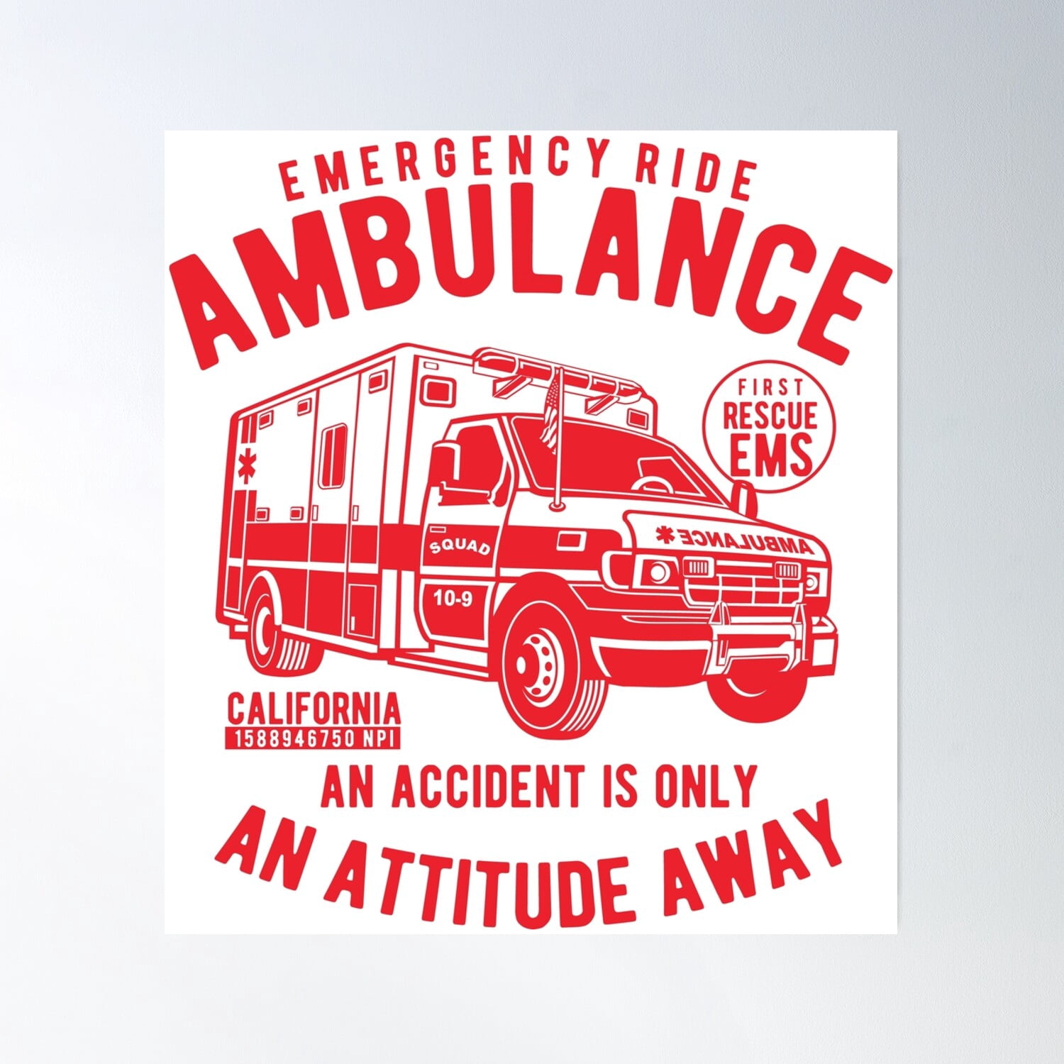 Emergency Ambulance Ride Poster Wall Art, Modern Wall Decor, 24x36 ...
