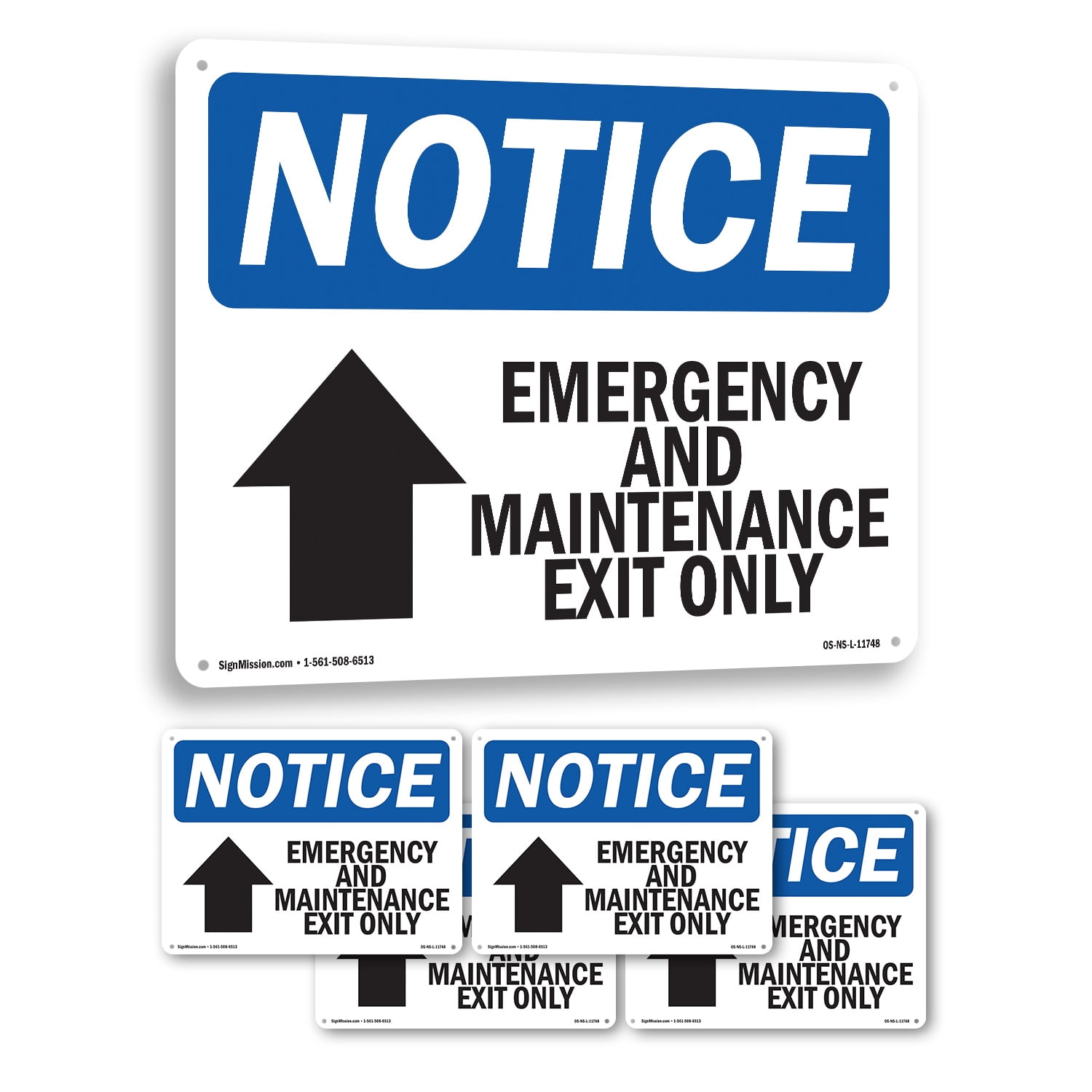 Emergency And Maintenance Exit OSHA Notice Aluminum Sign 24 Inch x 18 ...