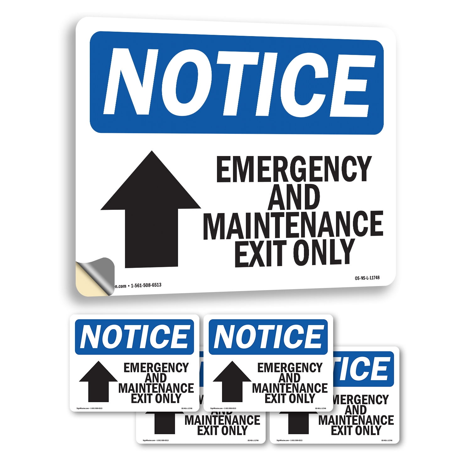 Emergency And Maintenance Exit With Symbol OSHA Notice Vinyl Decal ...