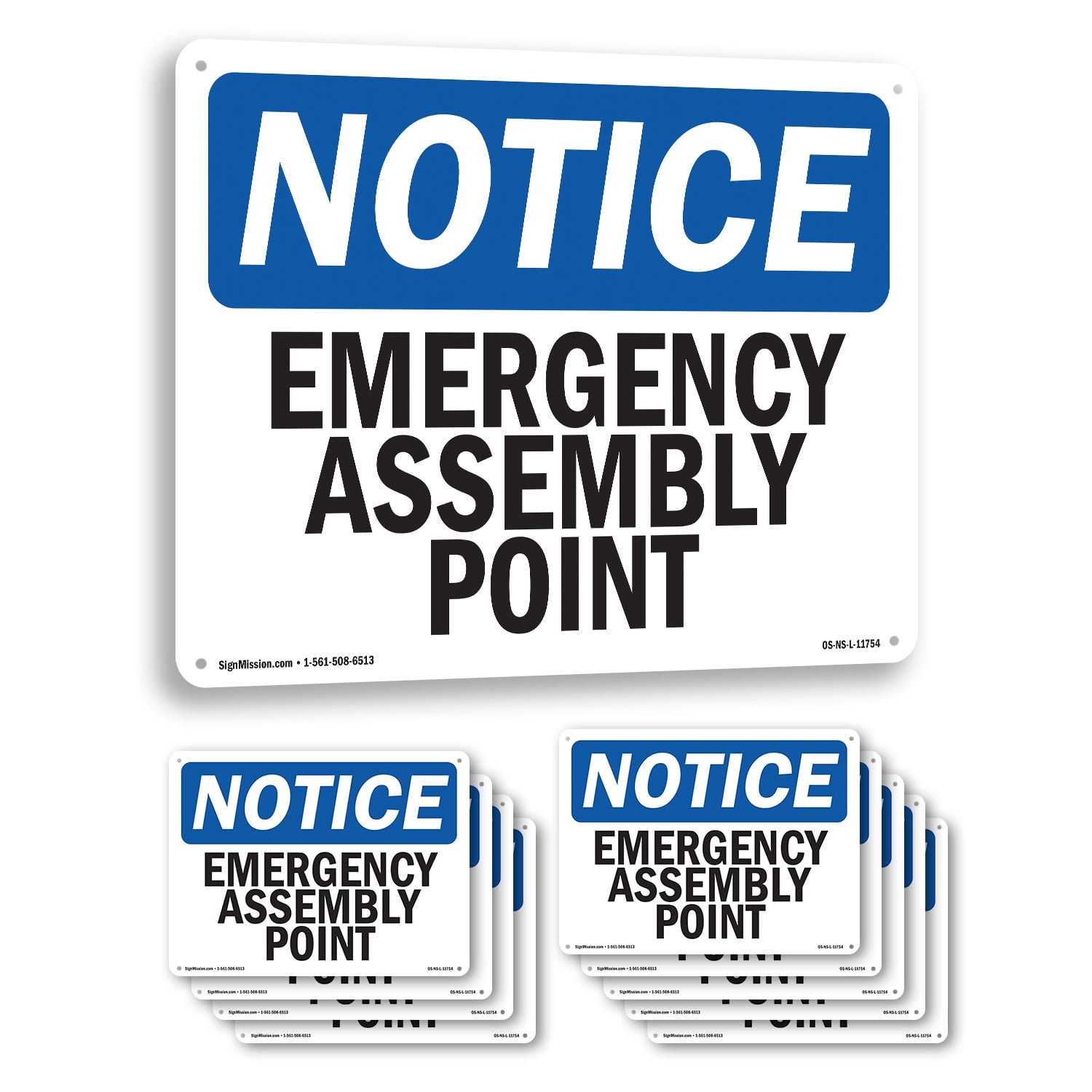 Emergency Assembly Point OSHA Notice Aluminum Sign 24 Inch x 18 Inch ...