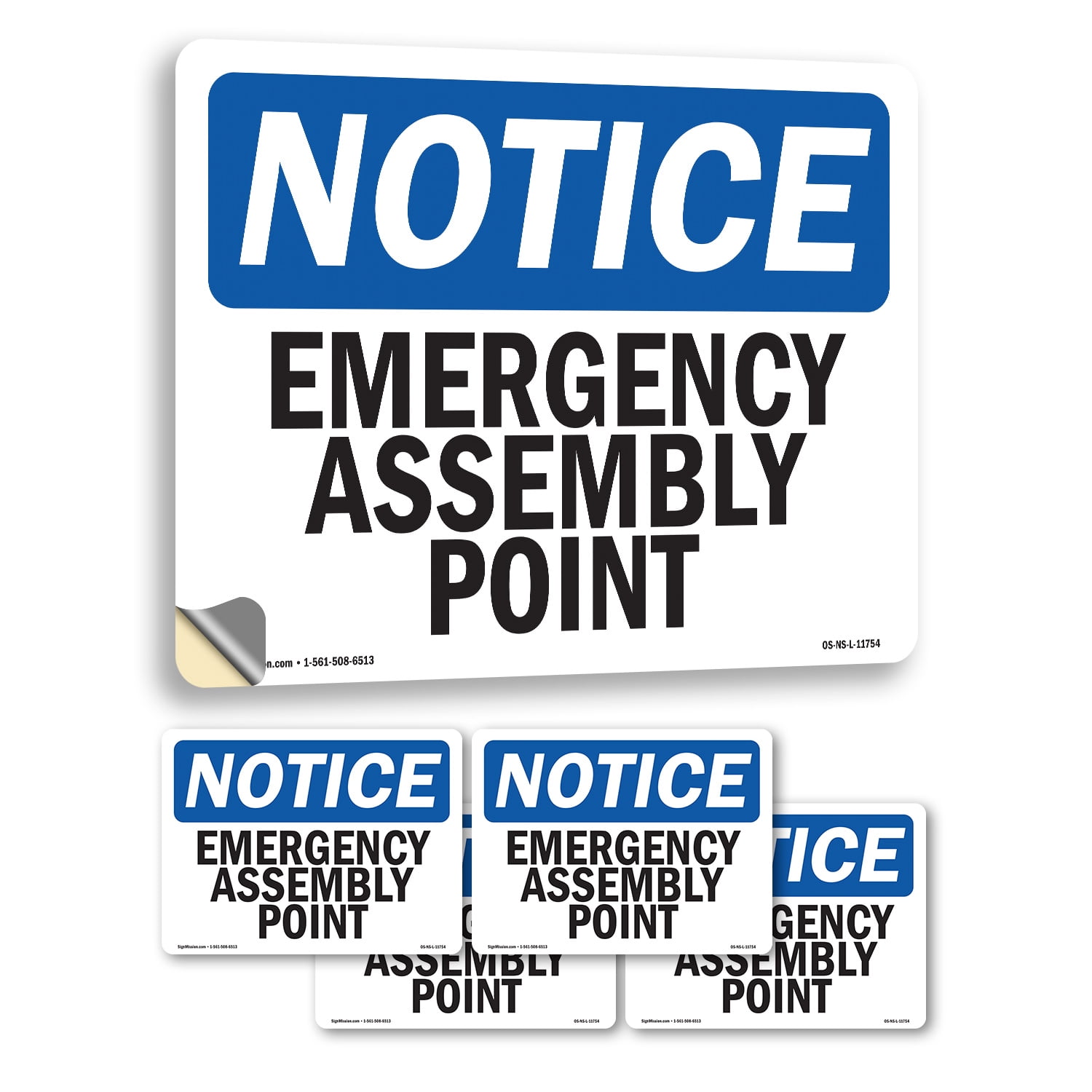 Emergency Assembly Point OSHA Notice Vinyl Decal Label 7 Inch x 5 Inch ...