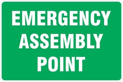 Emergency Assembly Point Safety Signs M3469 Caution Sign 12" x 8" Metal ...