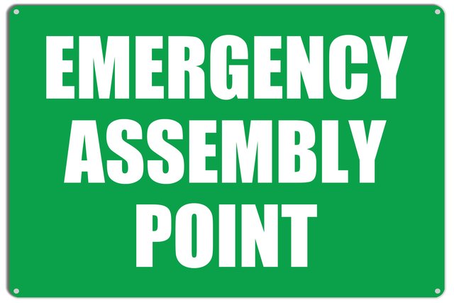 Emergency Assembly Point Sign Caution Safety Aluminum Warning Signs ...