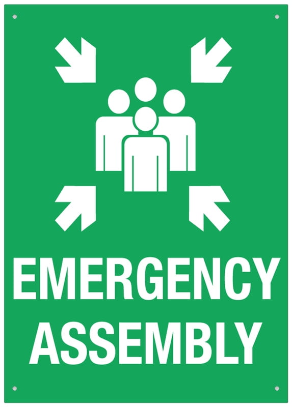 Emergency Assembly Sign 8"X12" Rust Free Aluminum Signs Outdoor, Metal ...