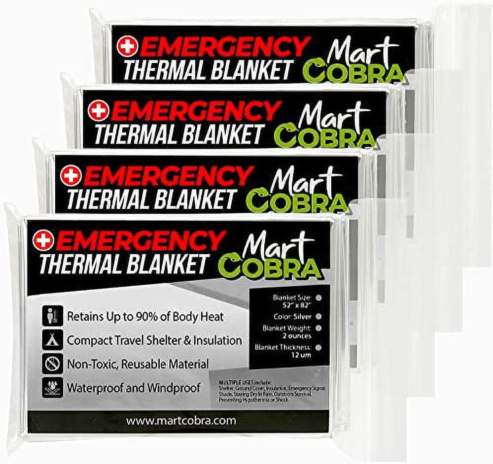 Emergency Blankets for Survival Gear and Equipment x4, Space Blanket ...
