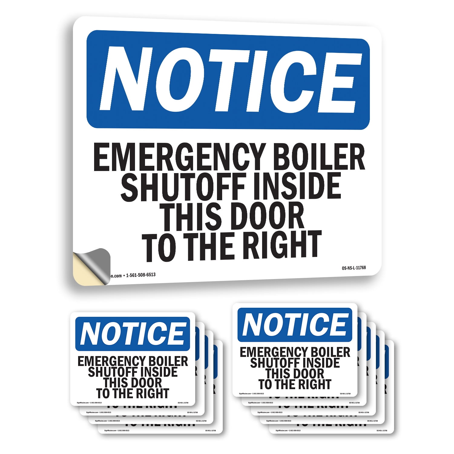 Emergency Boiler Shutoff Inside This Door OSHA Notice Vinyl Decal Label ...