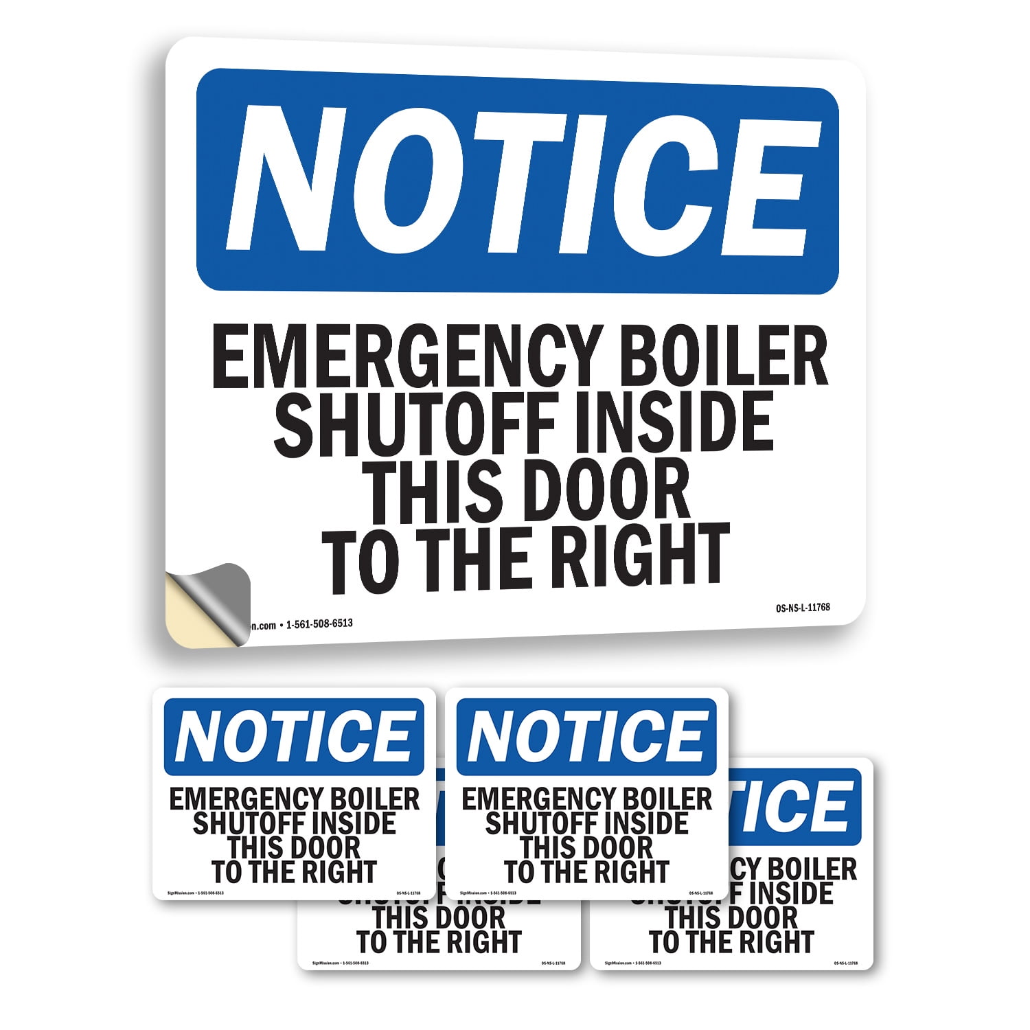 Emergency Boiler Shutoff Inside This Door OSHA Notice Vinyl Decal Label ...