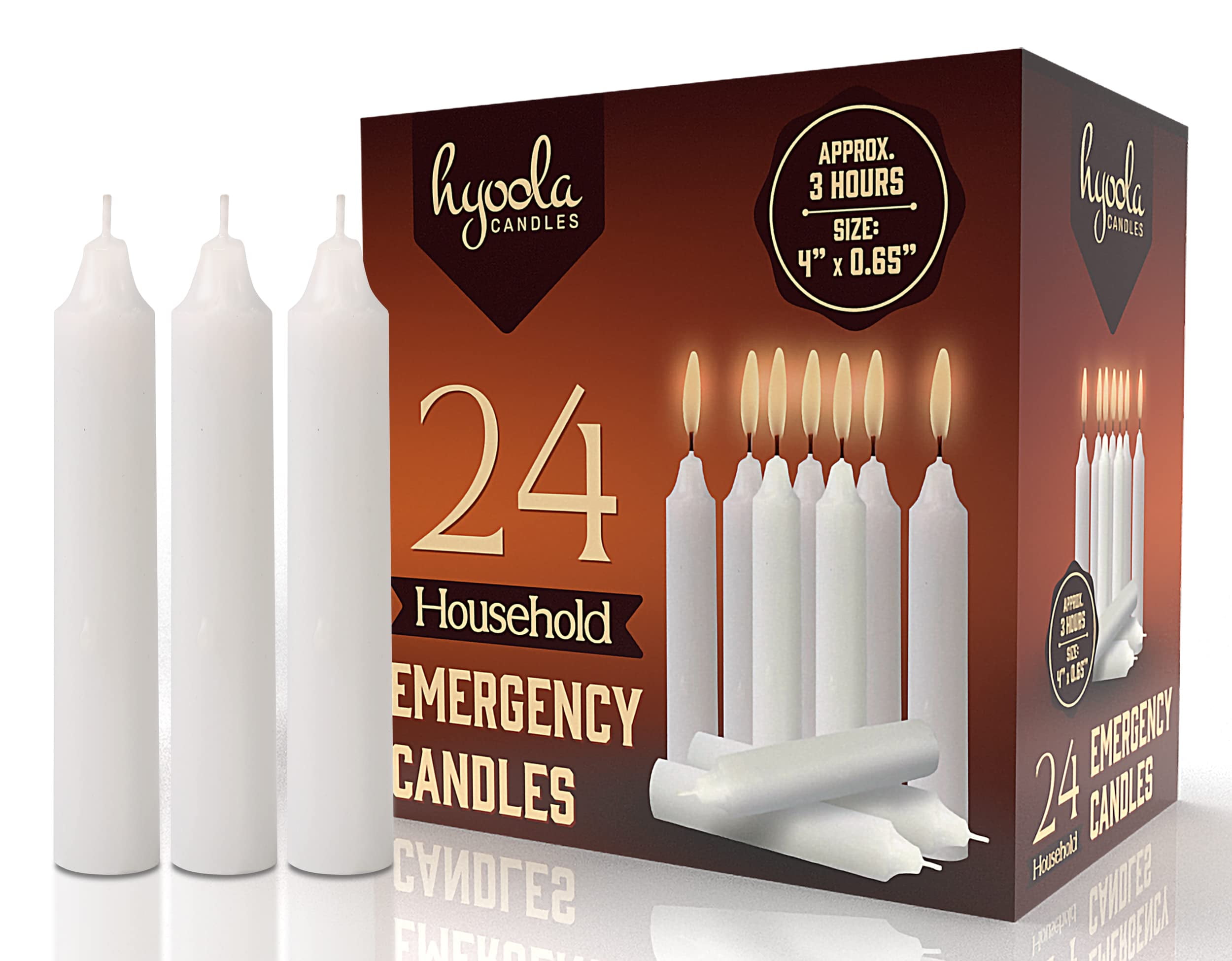 Emergency Candles - 24 Pack White Short Taper Candles - Unscented ...