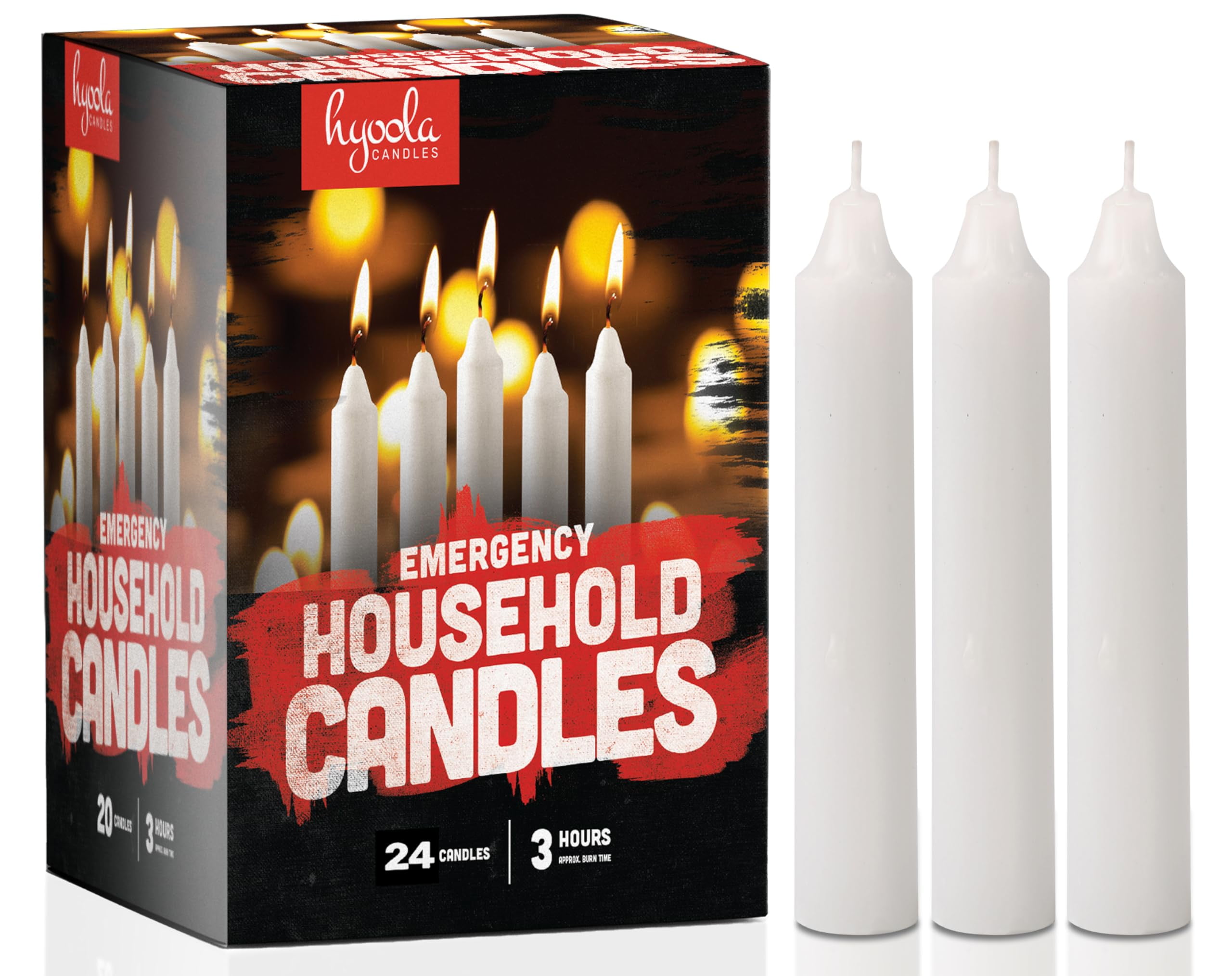 Hyoola Emergency Candles, White Short Tapers, Unscented Emergency ...