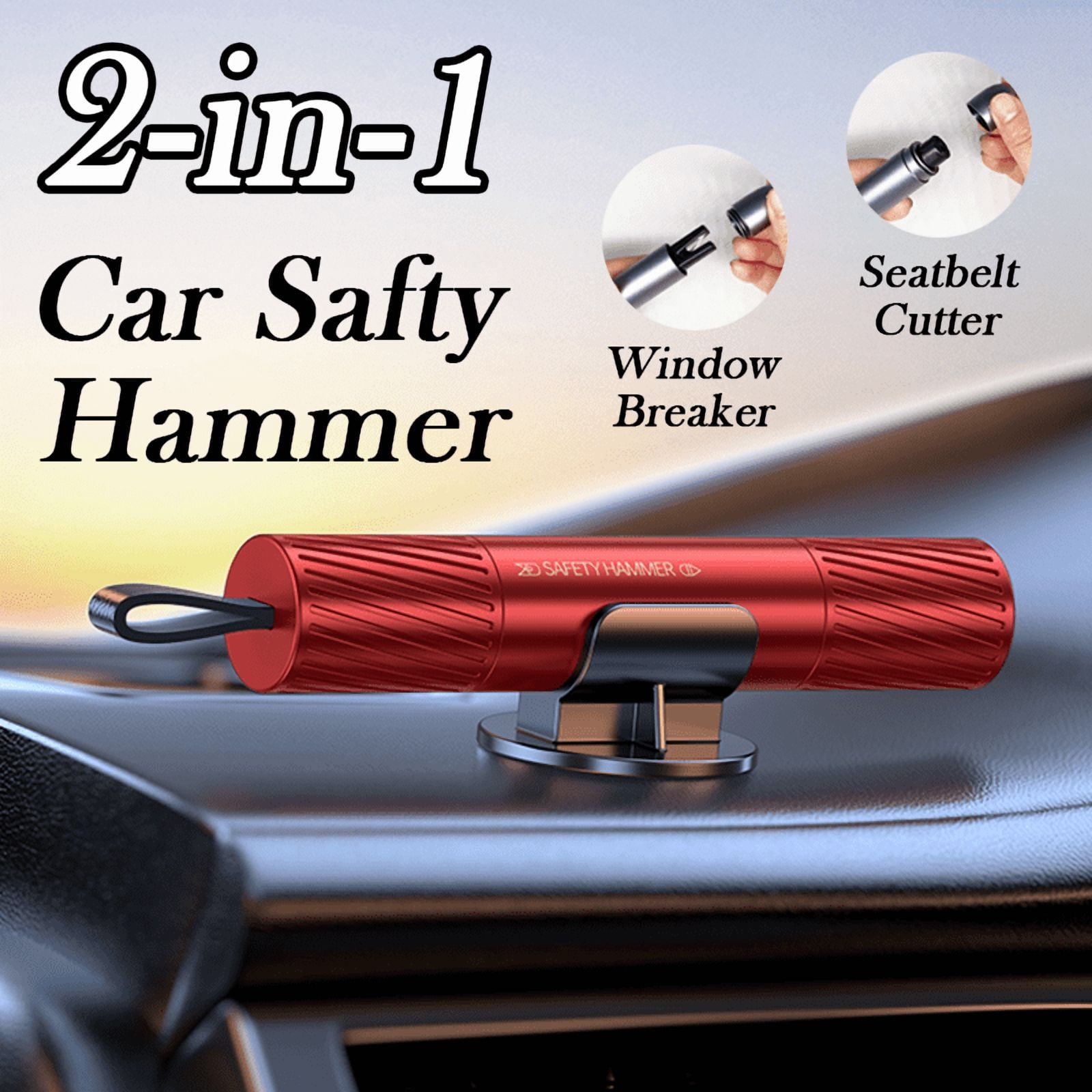Emergency Car Escape Tool - Window Breaker & Seatbelt Cutter - 2-in-1 ...