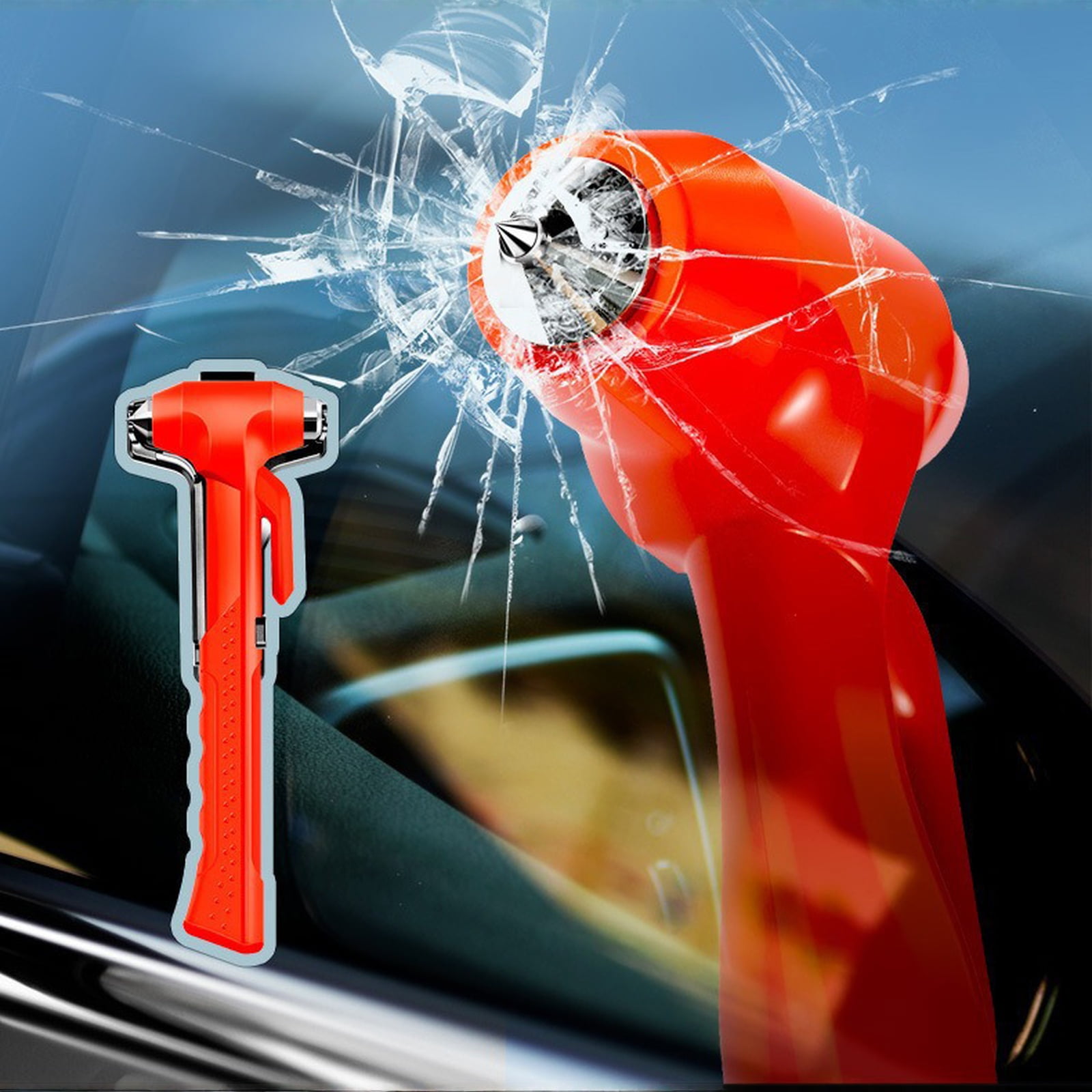 Emergency Car Safety Hammer - Window Breaker Glass Punch Tool with ...