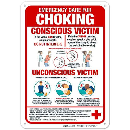 Emergency Care for Choking Conscious Victim Unconscious Victim Sign ...