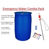 55 Gallon Emergency Water Storage Tank Combo Kit with Barrel, Siphon ...