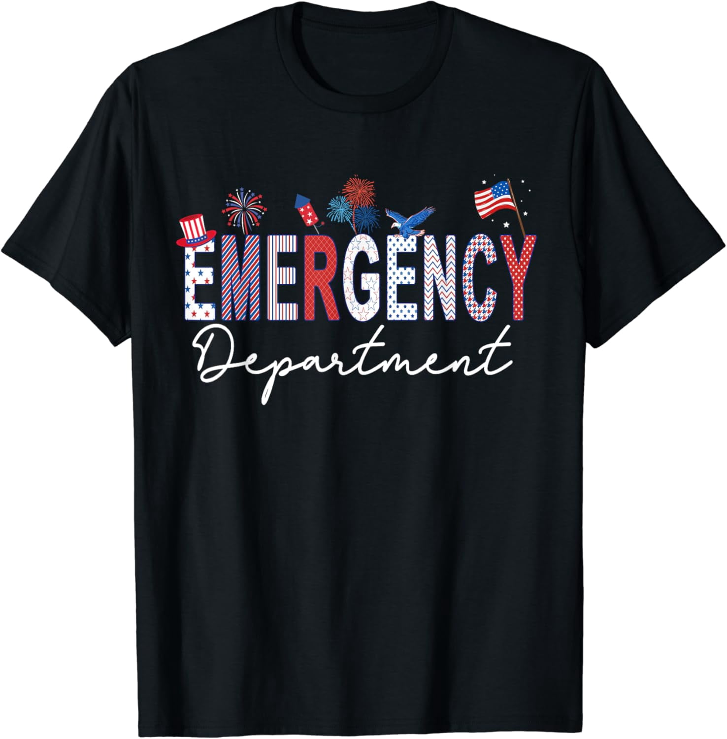 Emergency Department 4Th Of July Usa Emergency Room Nurse T-Shirt ...
