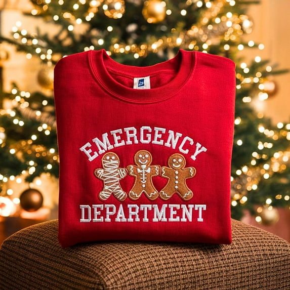Emergency Department Christmas Embroidered Sweatshirt, ER Nurse ...