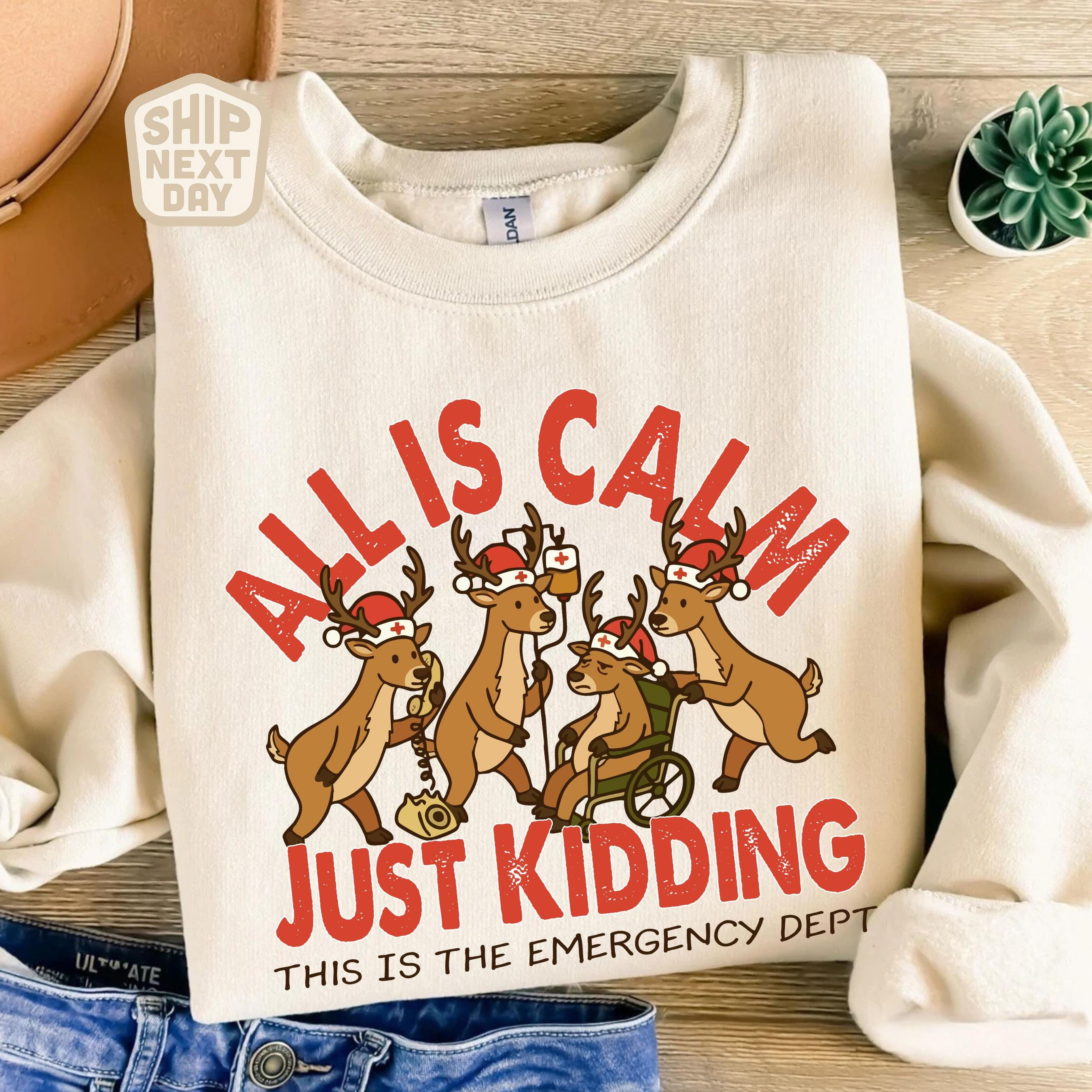 Emergency Department Christmas Reindeer Shirt, Funny ER Nurse and ...