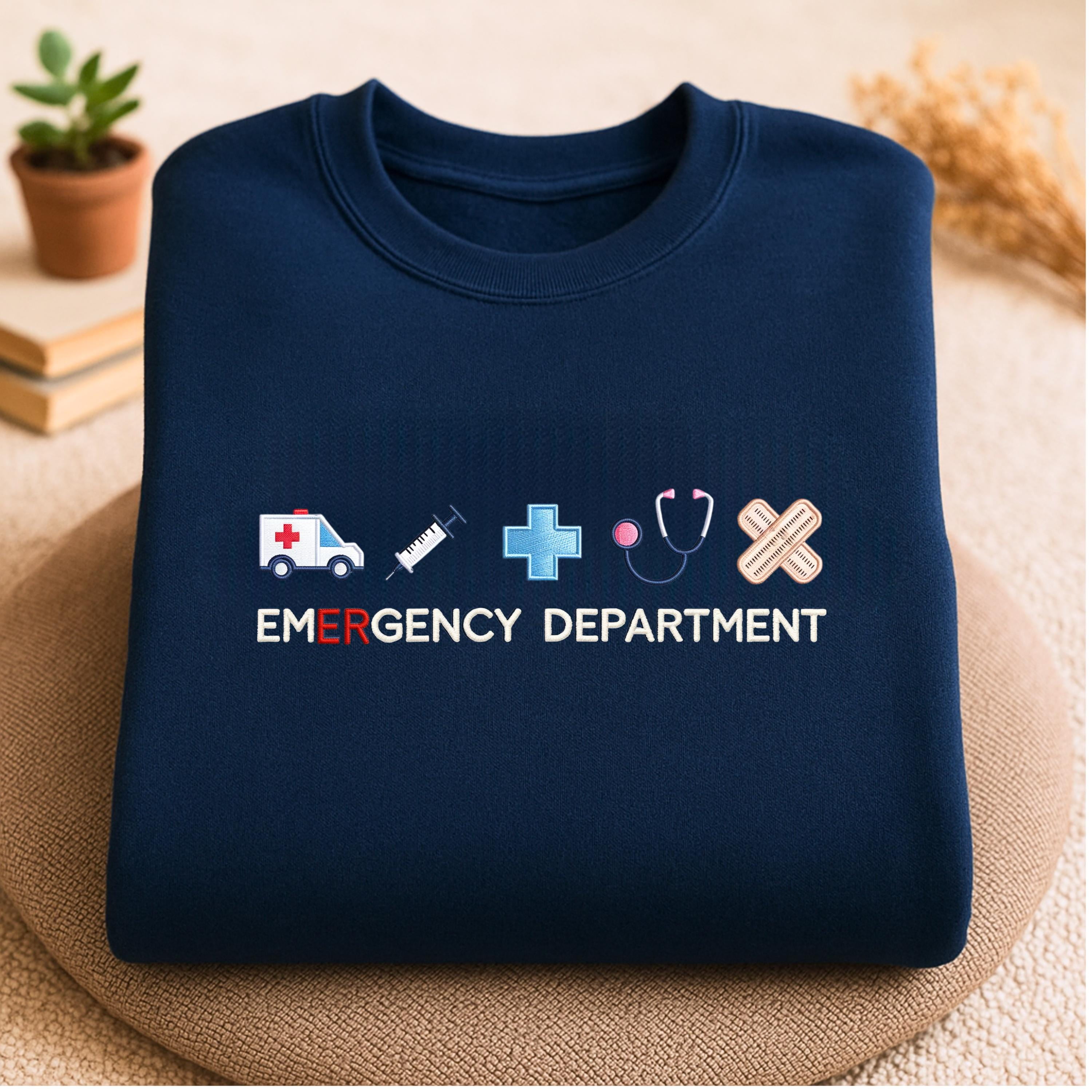 Emergency Department Embroidered Sweatshirt, ER Nurse Embroidery Shirt ...