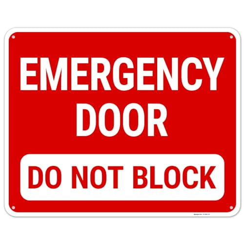 Emergency Door Do Not Block Sign, 24x30 Inches, 55 mil Thick HDPS (high ...