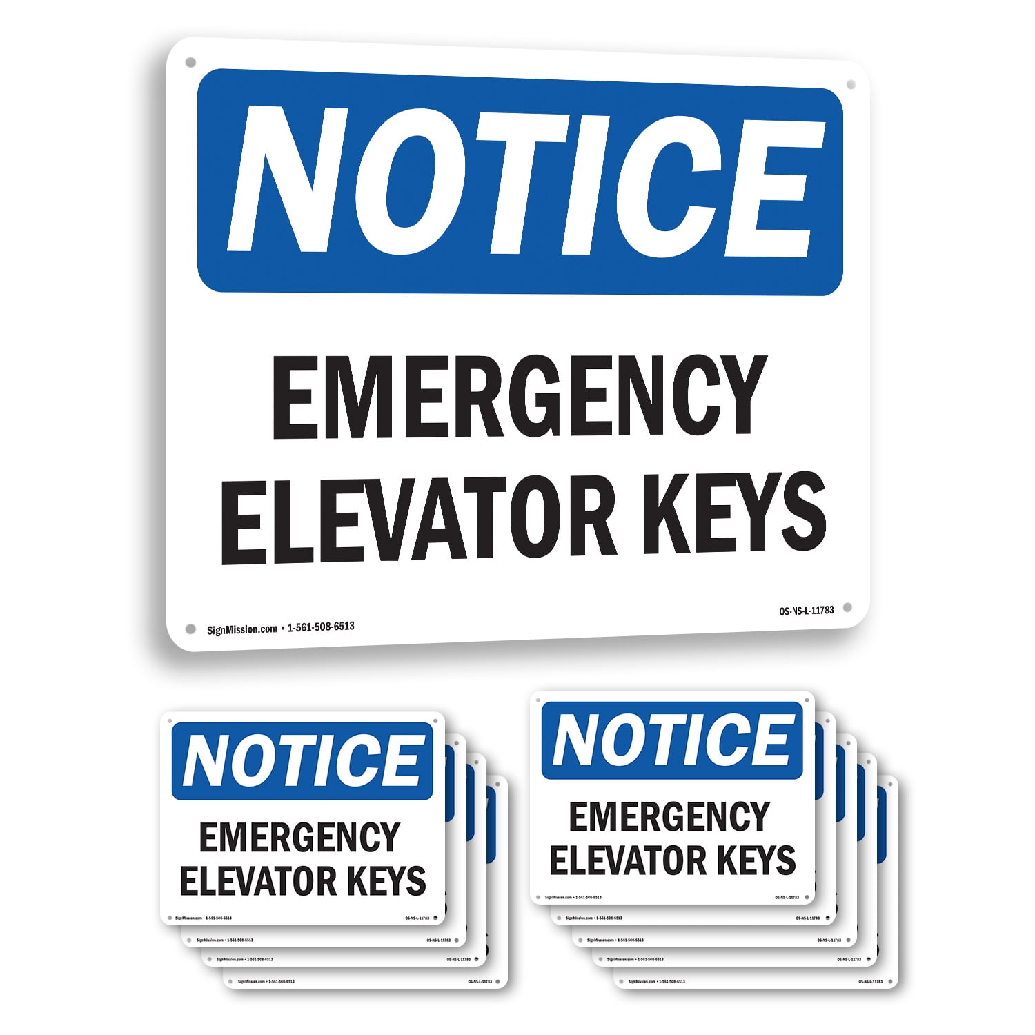 Emergency Elevator Keys OSHA Notice Rigid Plastic Sign 10 Inch x 7 Inch ...