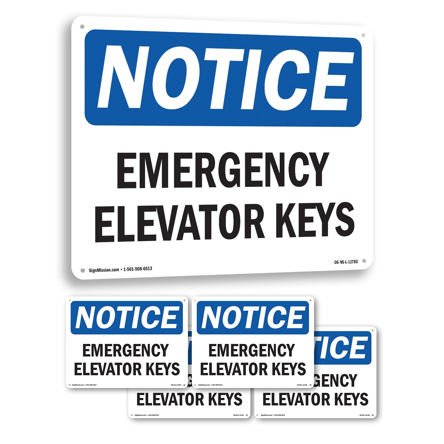 Emergency Elevator Keys OSHA Notice Rigid Plastic Sign 18 Inch x 12 ...