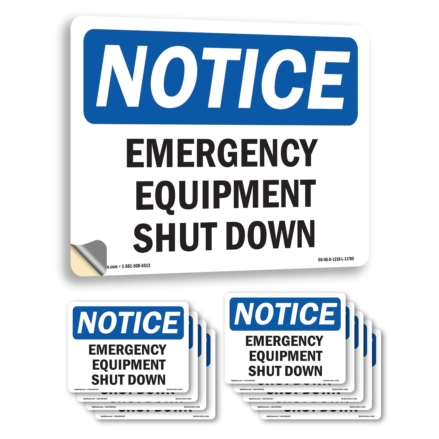 Emergency Equipment Shut Down Off Only OSHA Notice Vinyl Decal Label 14 ...