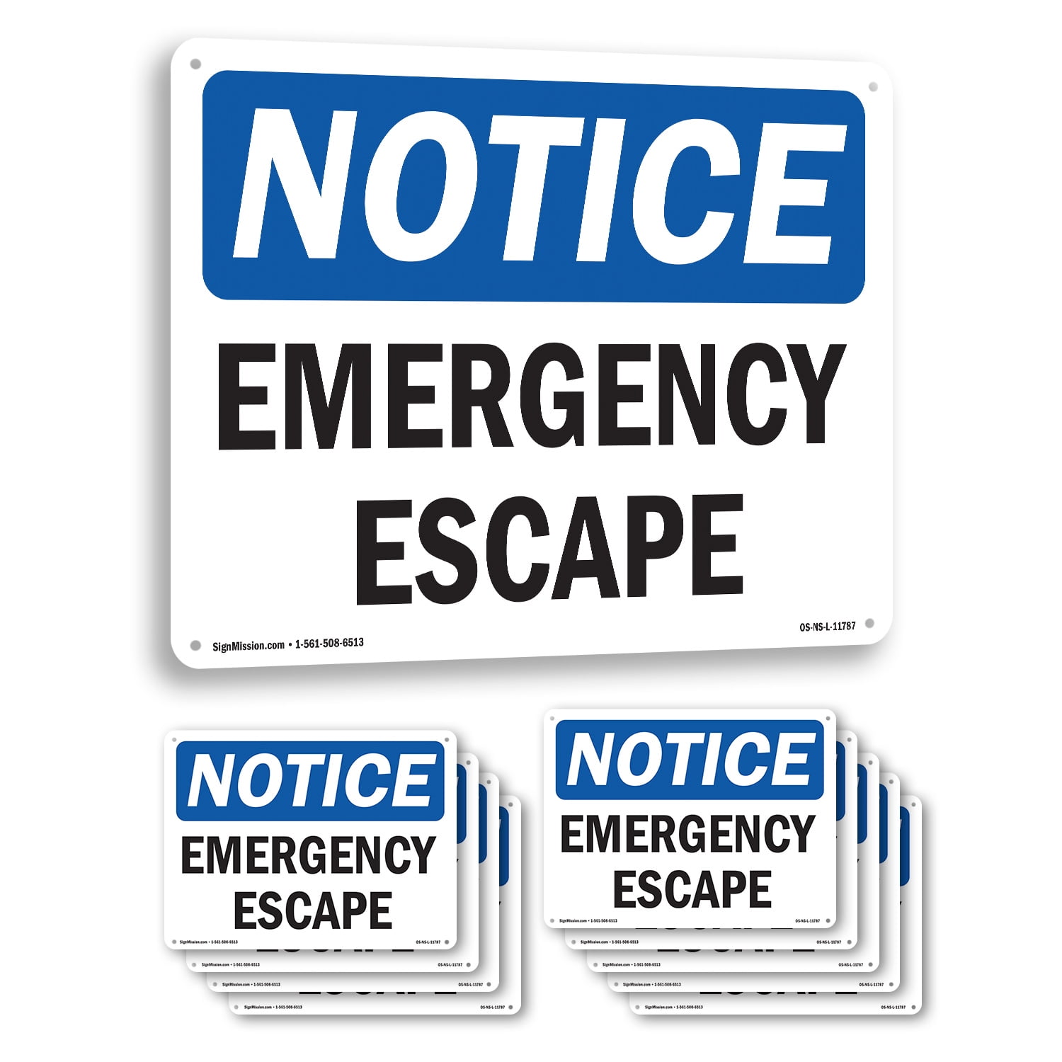 Emergency Escape OSHA Notice Rigid Plastic Sign 24 Inch x 18 Inch - 10 ...