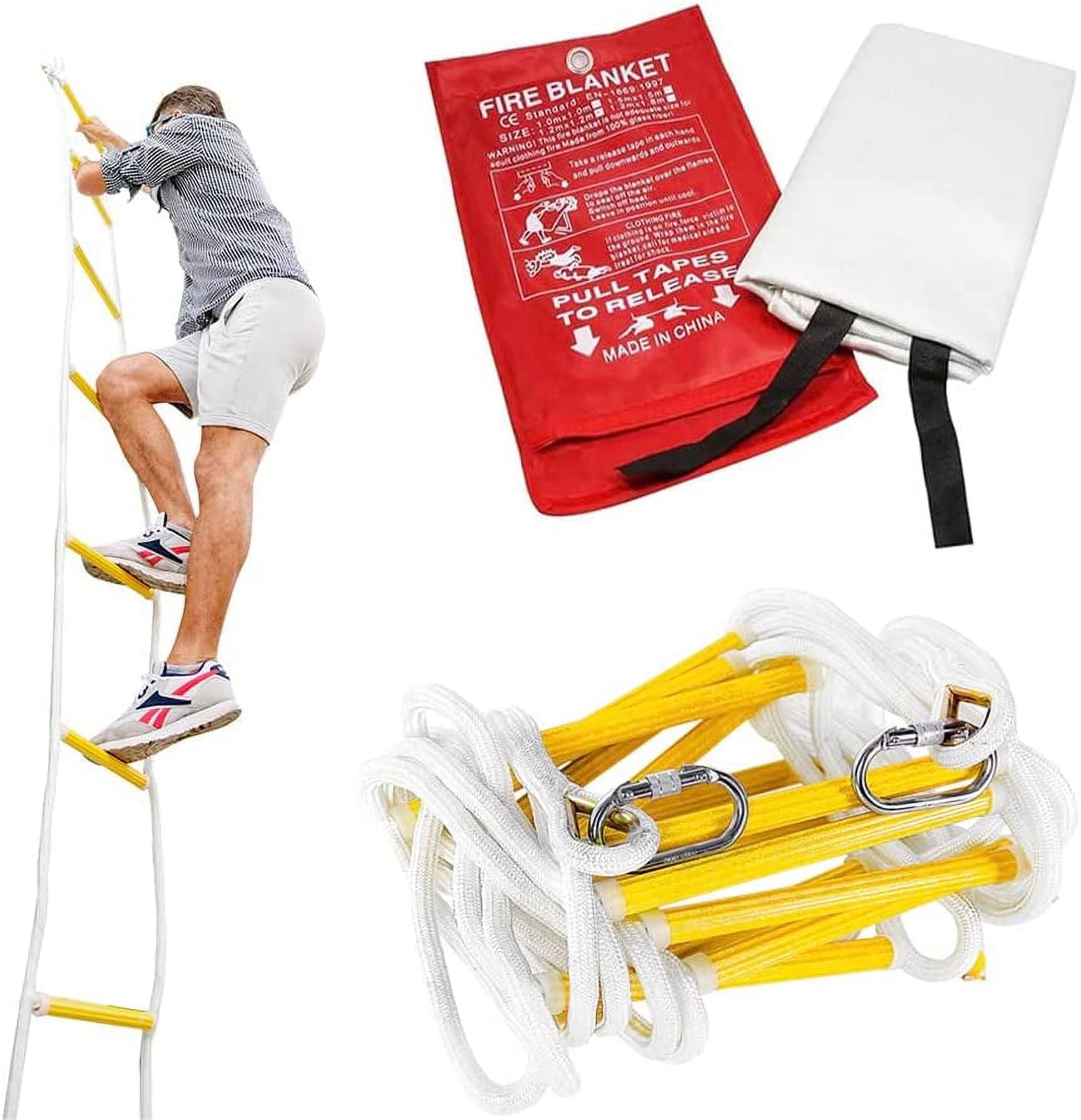 Free Shipping! Emergency Escape Rope Ladder 3 Story 25ft + Fireproof ...