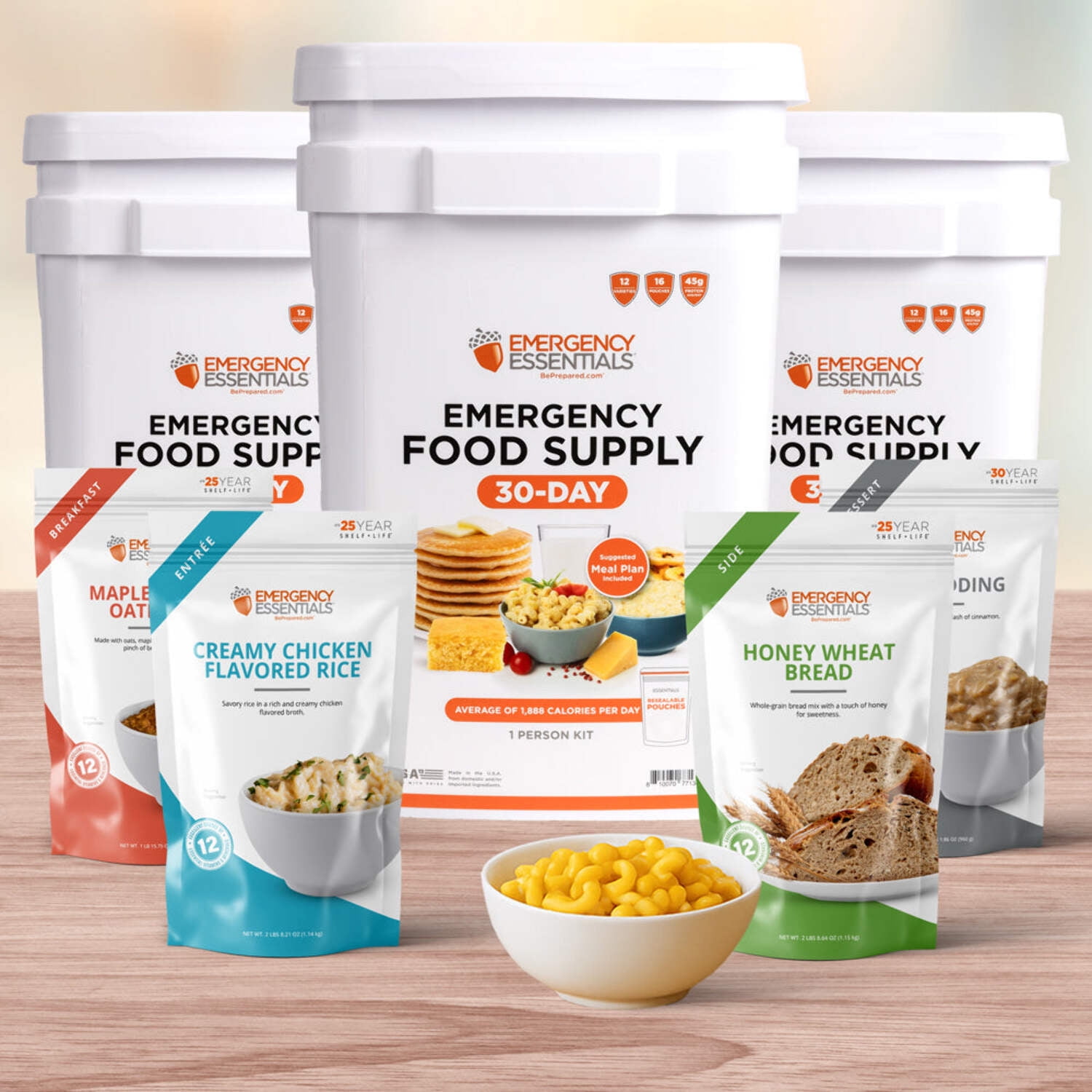 Emergency Essentials 1-Month Emergency Food Supply Bucket, 257 Servings ...