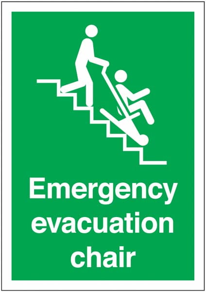 Emergency Evac Chair Location Sign Safety Signs First Aid Signs First ...