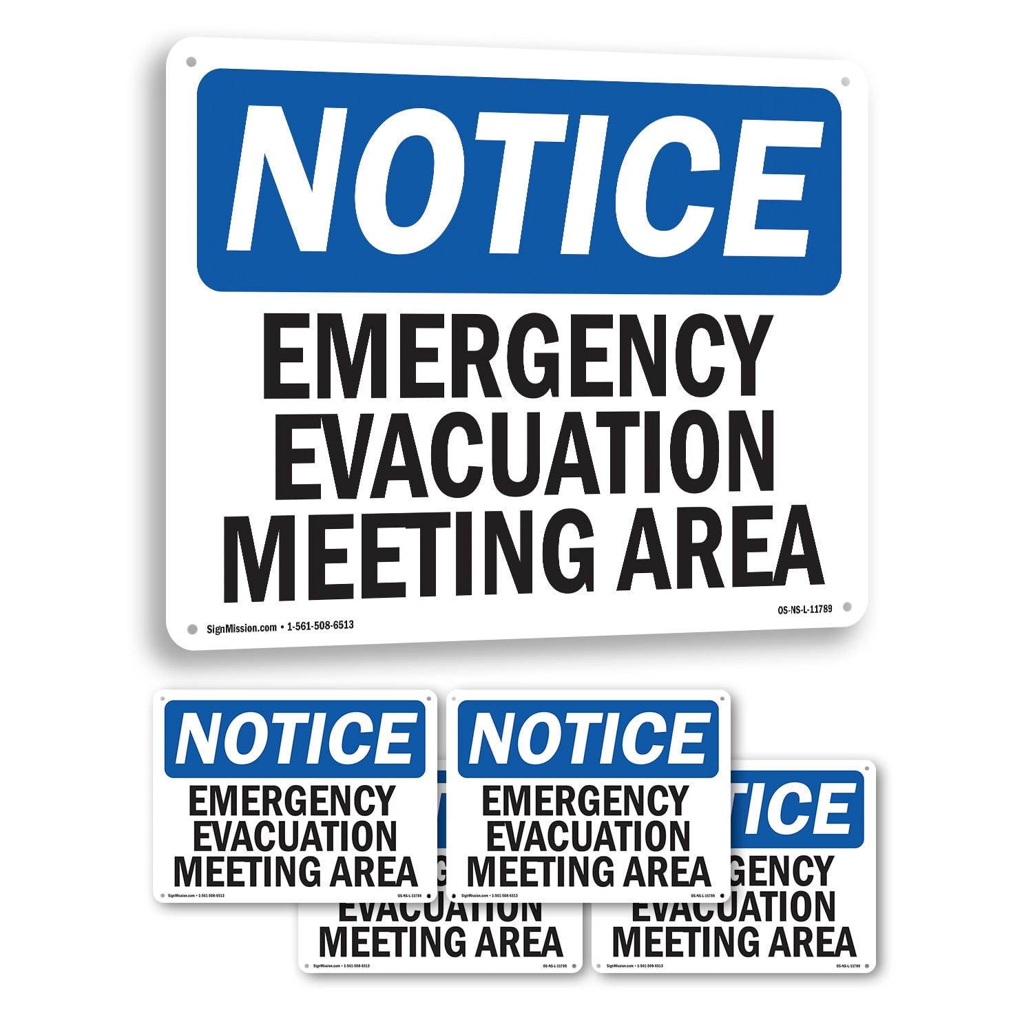 Emergency Evacuation Meeting Area OSHA Notice Aluminum Sign 10 Inch x 7 ...