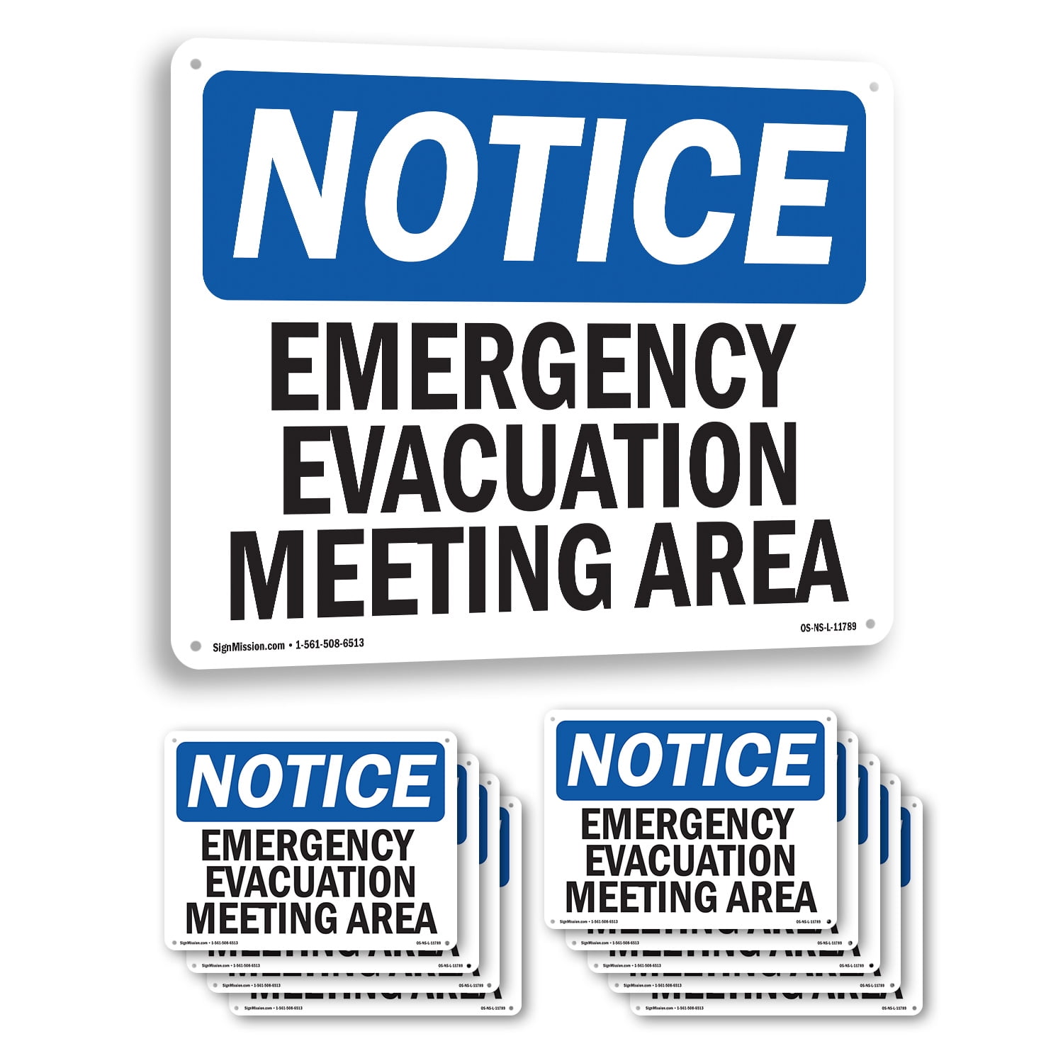 Emergency Evacuation Meeting Area OSHA Notice Rigid Plastic Sign 10 ...