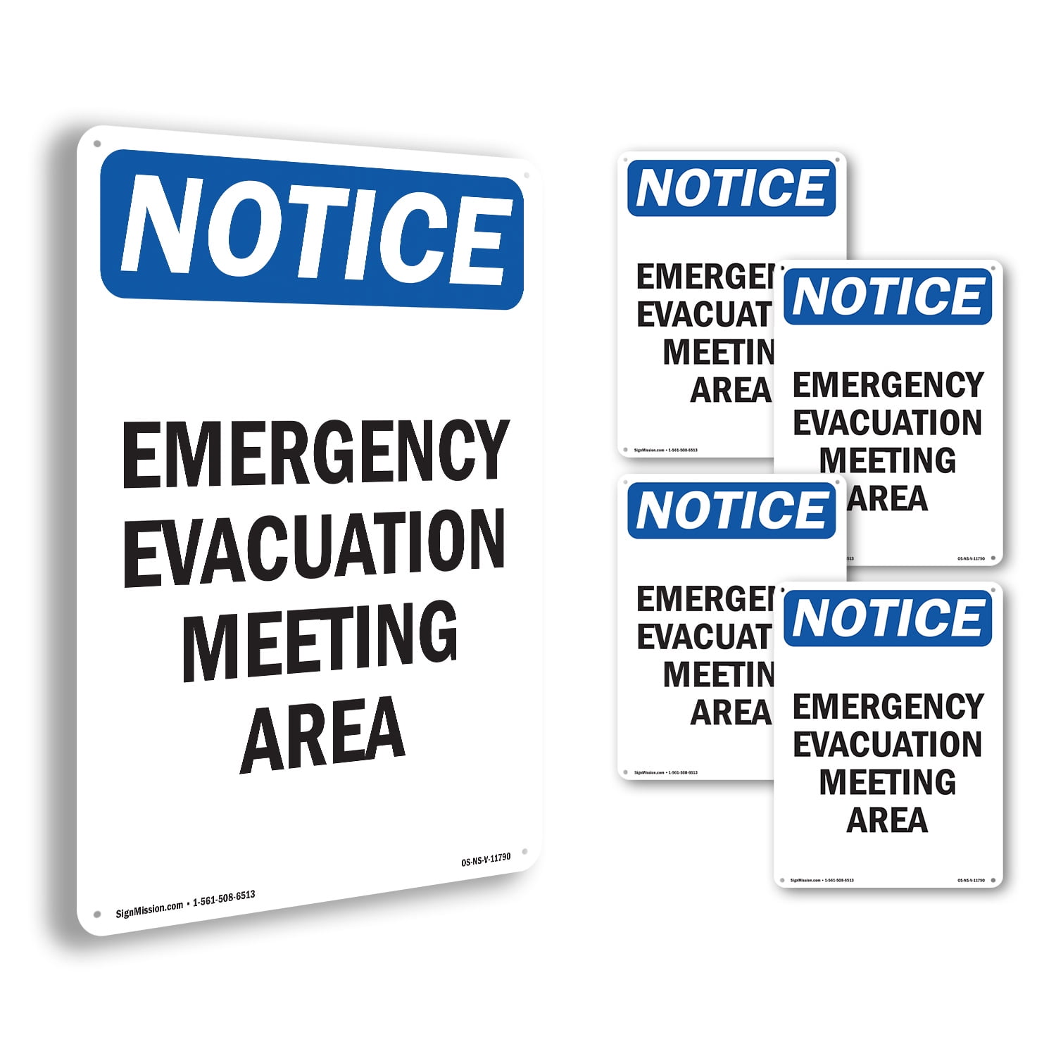 Emergency Evacuation Meeting Area OSHA Notice Rigid Plastic Sign 24 ...