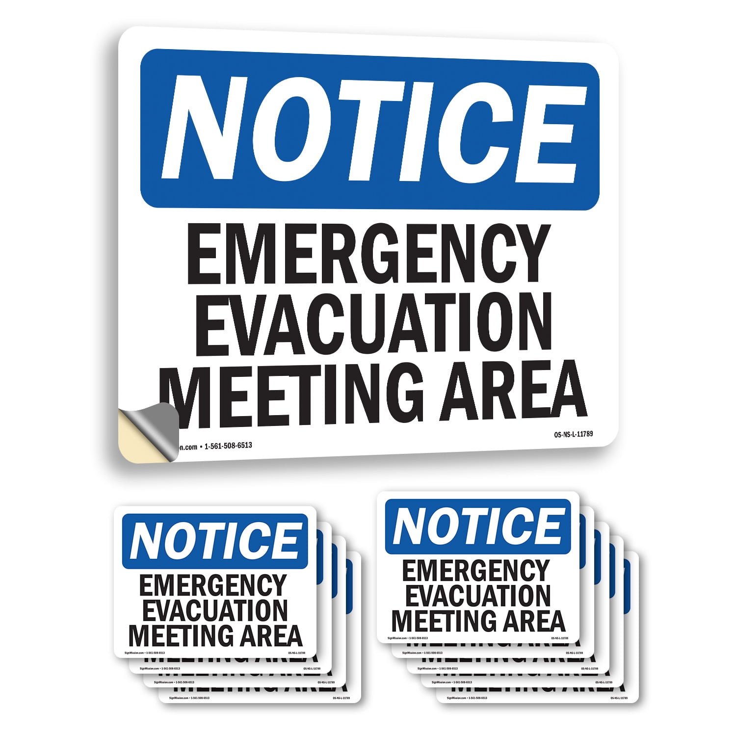 Emergency Evacuation Meeting Area OSHA Notice Vinyl Decal Label 14 Inch ...