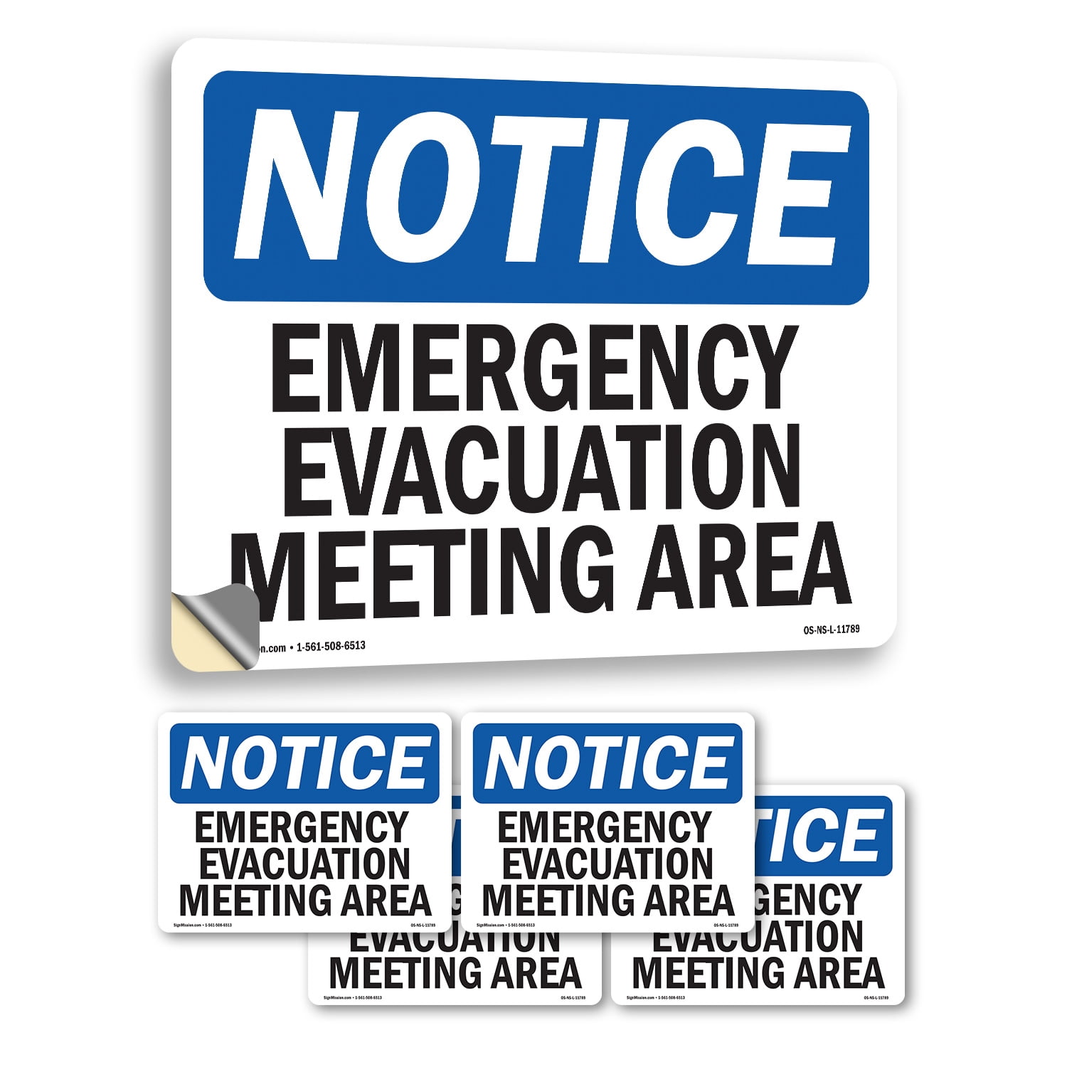 Emergency Evacuation Meeting Area OSHA Notice Vinyl Decal Label 24 Inch ...