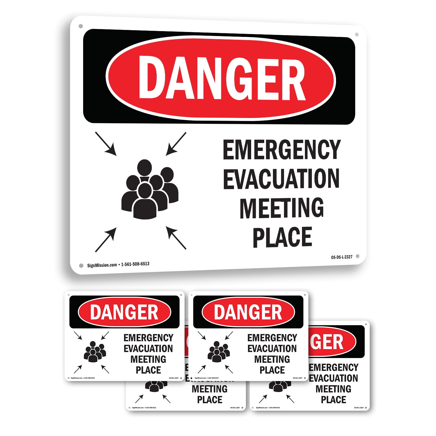 Emergency Evacuation Meeting Place OSHA Danger Aluminum Sign 18 Inch x ...
