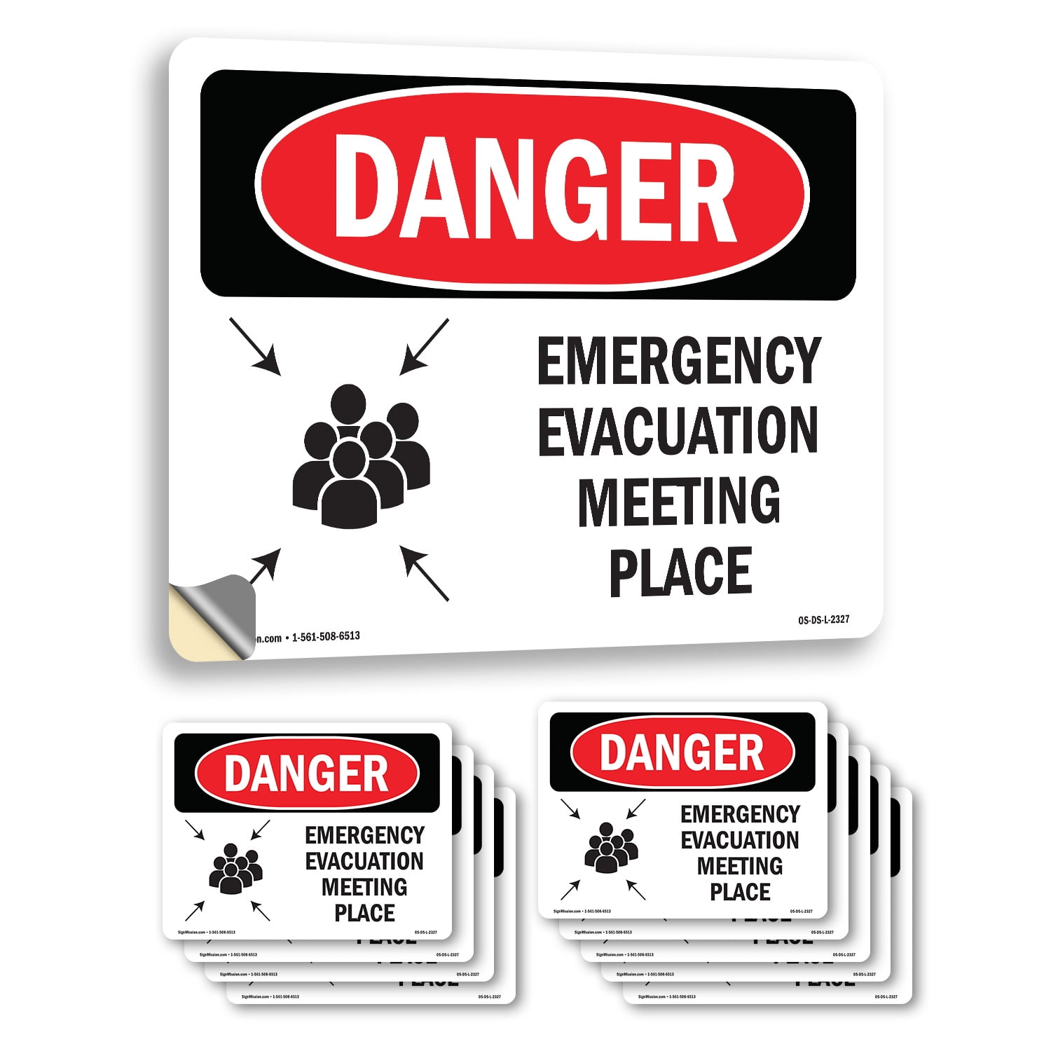 Emergency Evacuation Meeting Place OSHA Danger Vinyl Decal Label 5 Inch ...