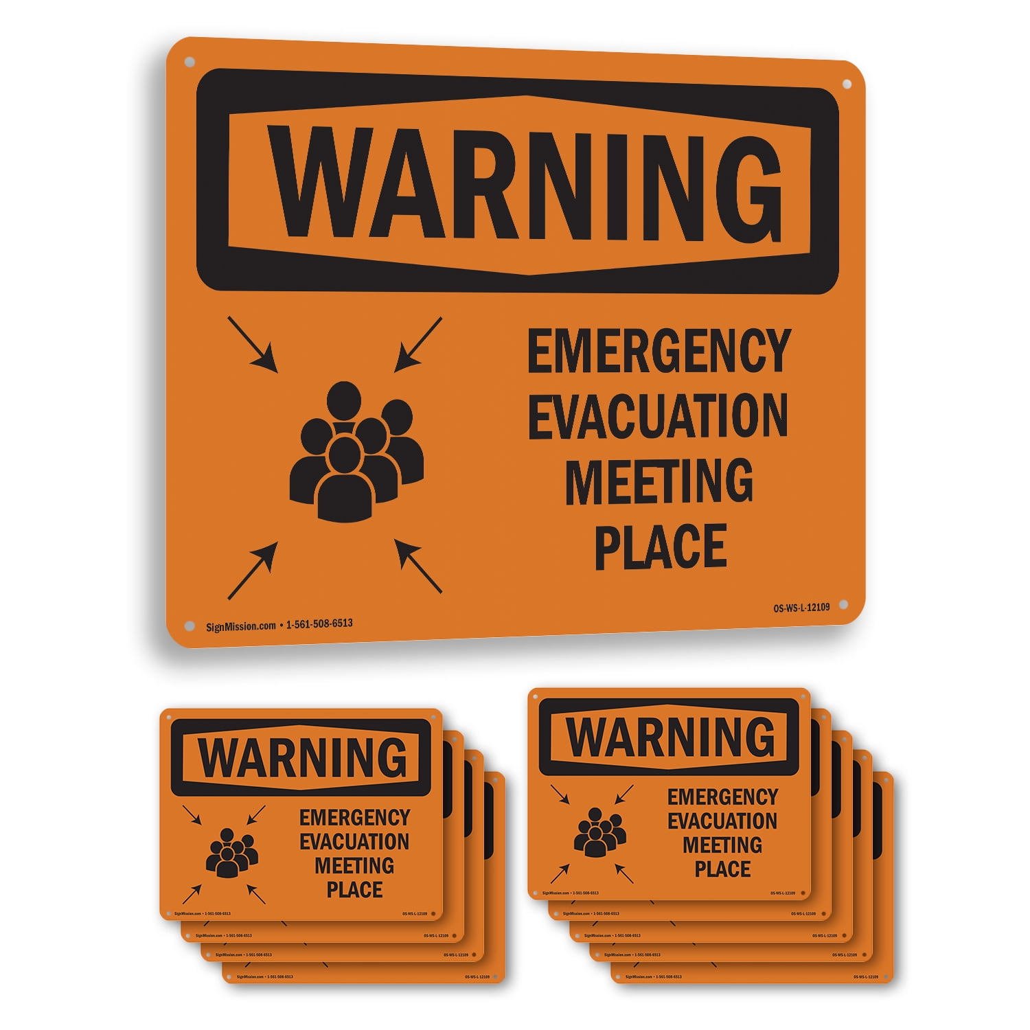 Emergency Evacuation Meeting Place With Symbol OSHA WARNING Aluminum Sign 14 Inch x 10 Inch - 10 ...