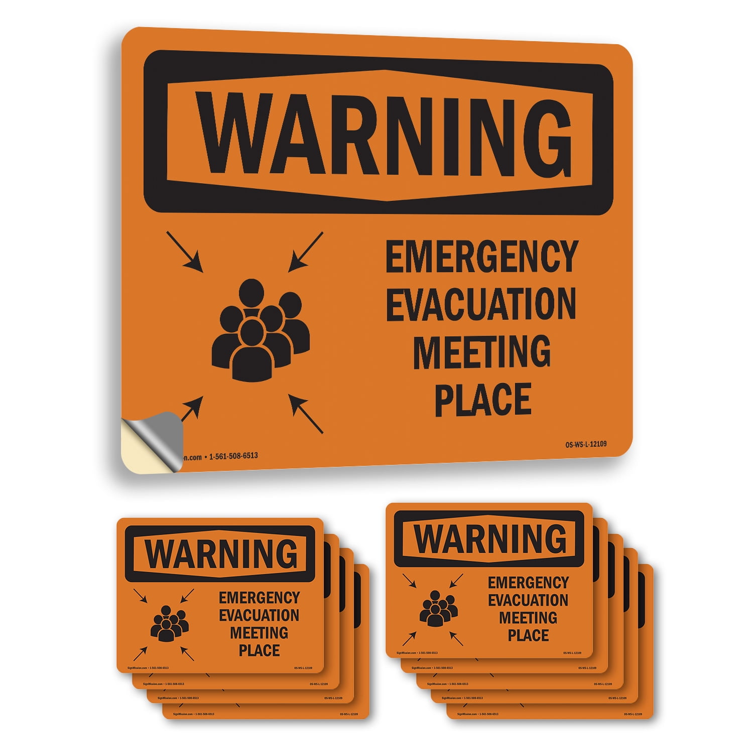 Emergency Evacuation Meeting Place With Symbol OSHA WARNING Vinyl Decal ...