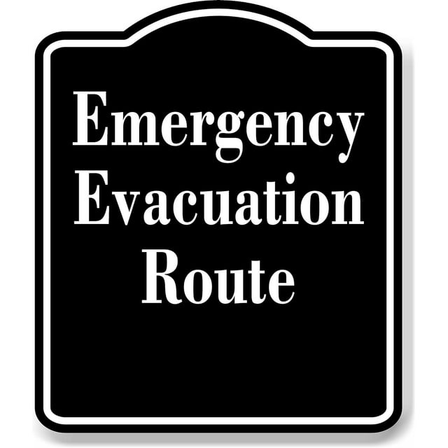 Emergency Evacuation Route Elegant BLACK Aluminum Composite Sign, 15 ...
