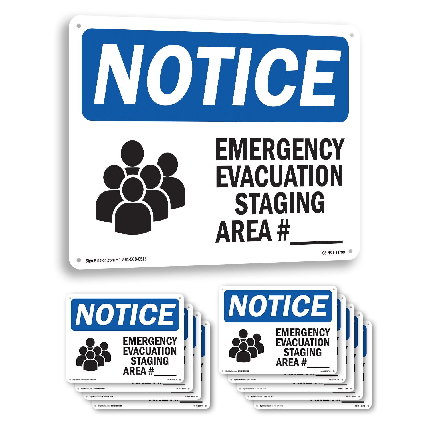 Emergency Evacuation Staging OSHA Notice Aluminum Sign 18 Inch x 12 ...