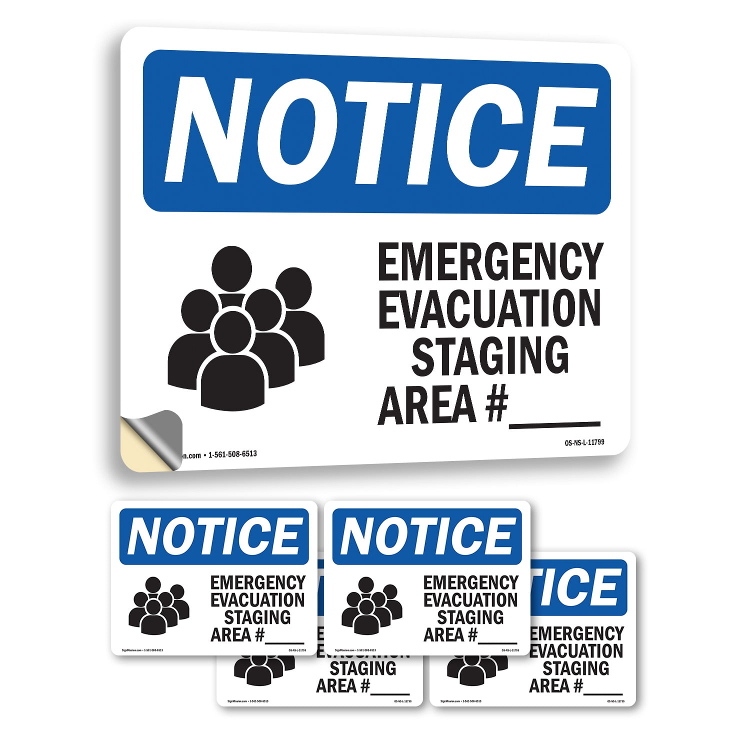 Emergency Evacuation Staging With Symbol OSHA Notice Vinyl Decal Label ...
