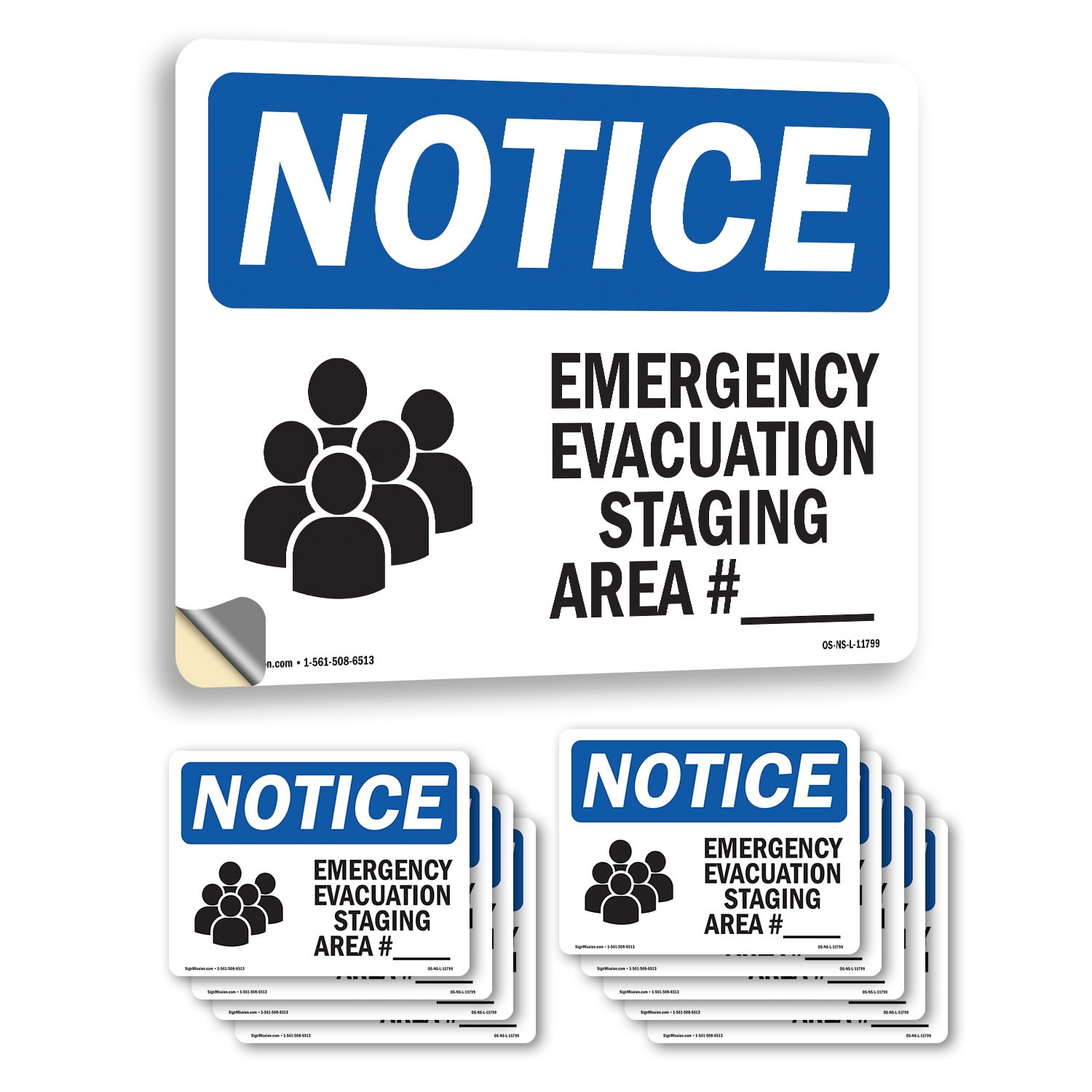 Emergency Evacuation Staging With Symbol OSHA Notice Vinyl Decal Label ...