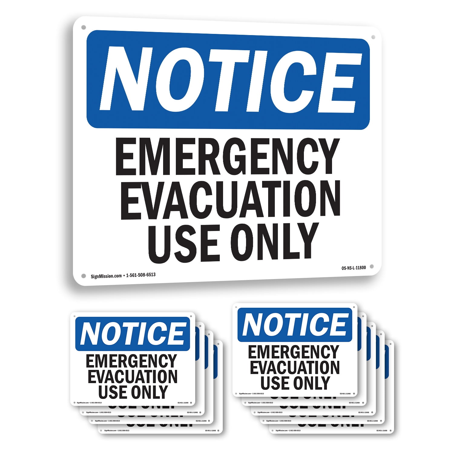 Emergency Evacuation Use Only OSHA Notice Aluminum Sign 24 Inch x 18 ...